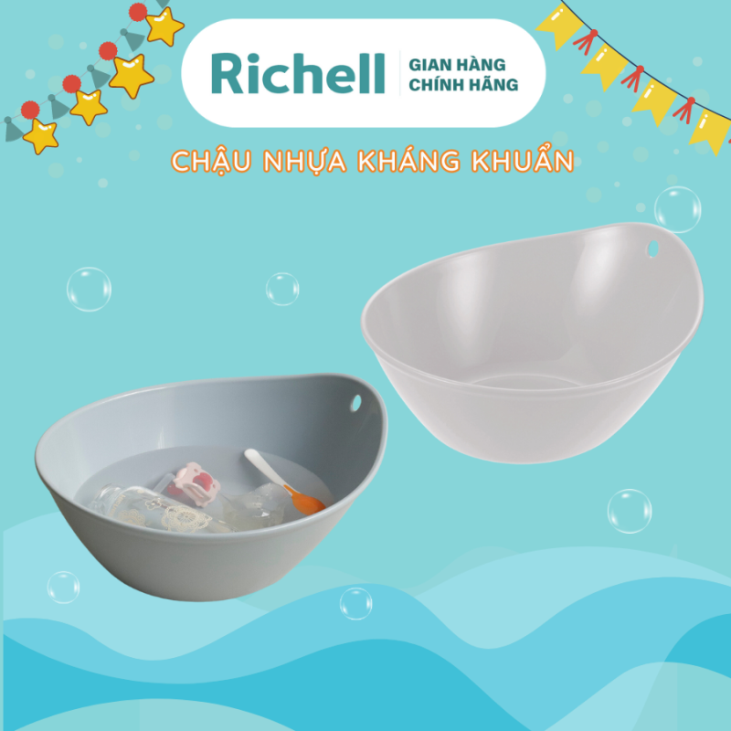 Chậu nhựa kháng khuẩn, thau rửa bình, thau rửa mặt chịu lực chịu nhiệt 120°C - Richell