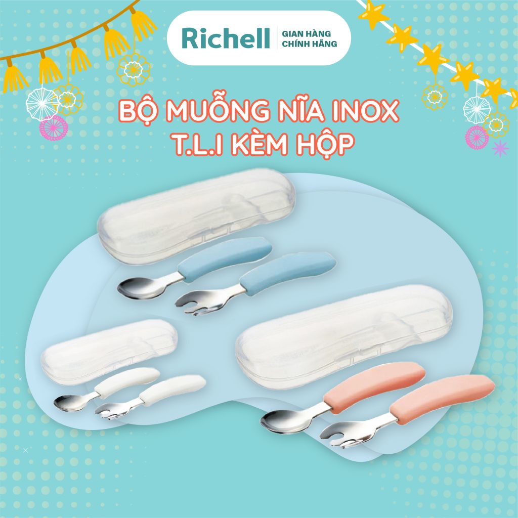 Bộ muỗng nĩa inox TLI kèm hộp - Richell