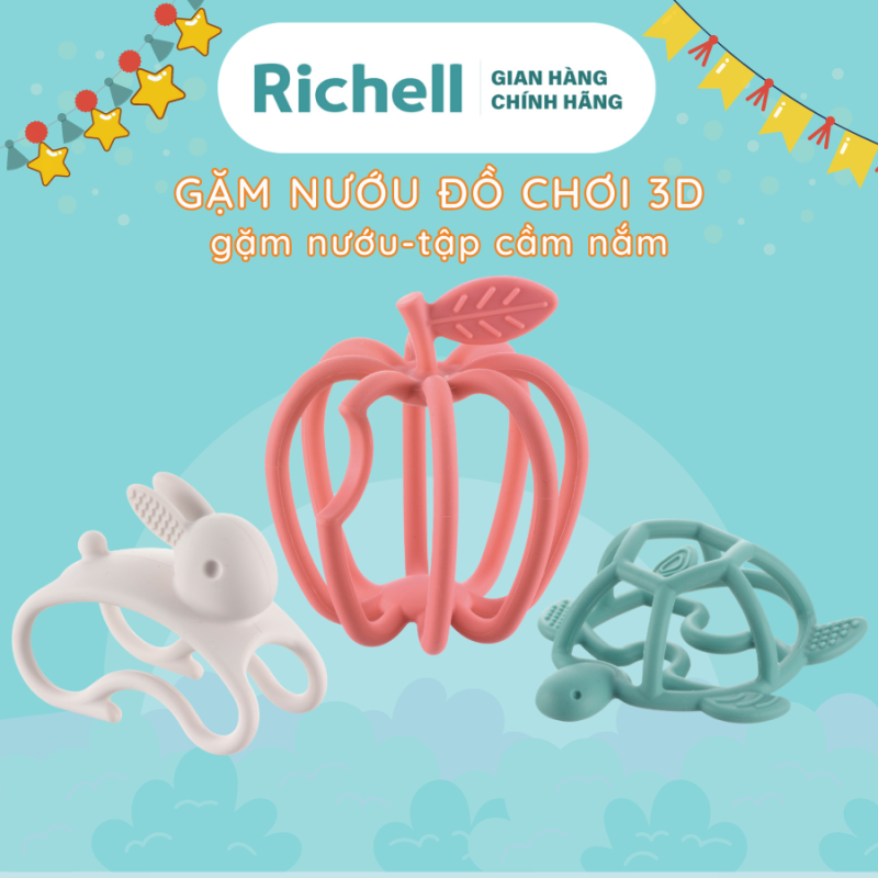Gặm nướu silicone nguyên khối sinh vật biển, gặm nướu đồ chơi cho bé - Richell